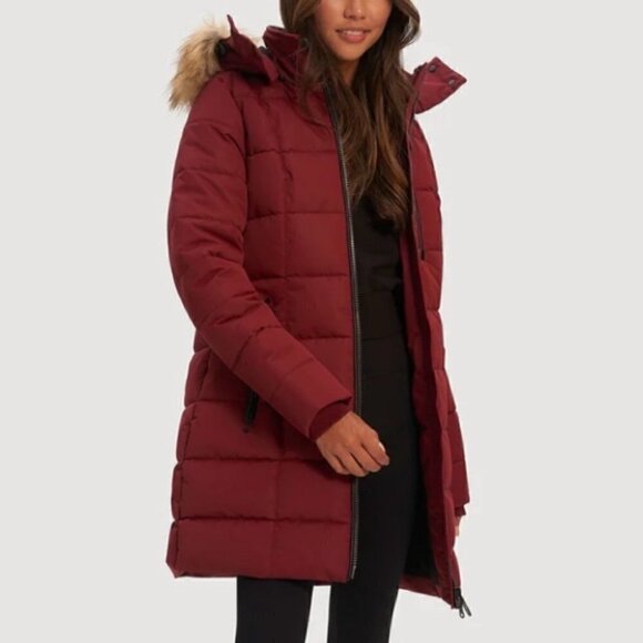 Noize | Jackets & Coats | Noize Winter Coat Burgundy With Faux Fur Size ...
